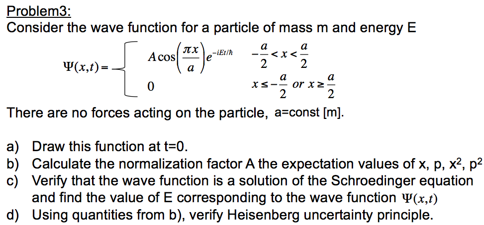 Solved Problem: Consider the wave function for a particle of | Chegg.com