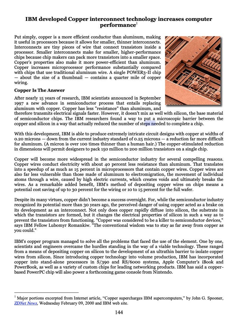 Solved IBM developed Copper interconnect technology | Chegg.com