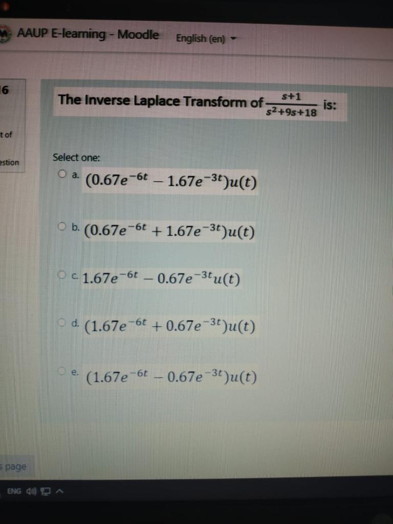 Solved AAUP E-learning - Moodle English (en) - 16 s+1 The | Chegg.com
