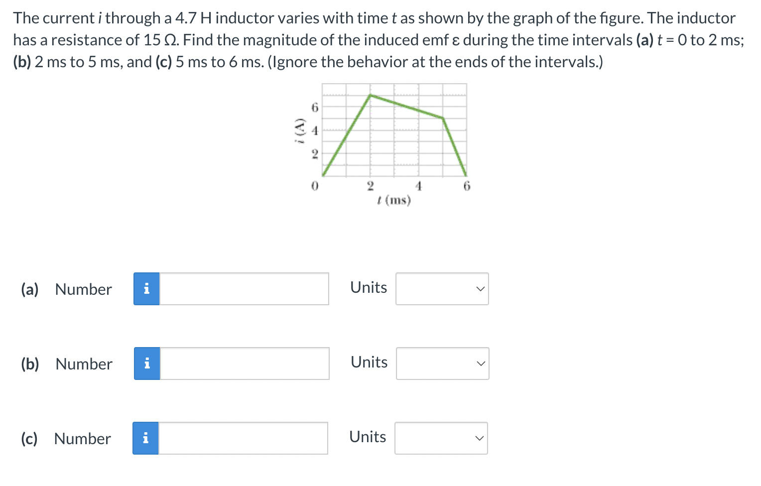 Solved The current i through a 4.7 ﻿H inductor varies with | Chegg.com