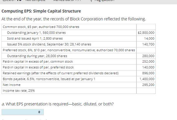 Solved Computing EPS: Simple Capital Structure At the end of | Chegg.com