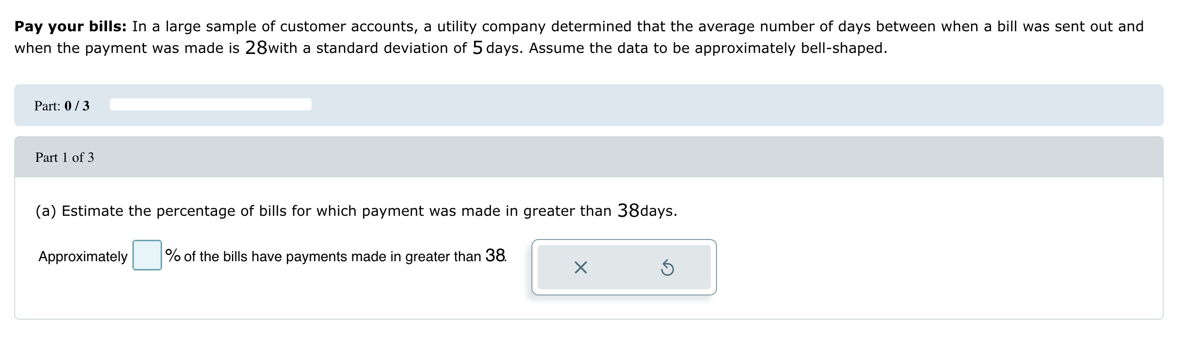 Solved Pay your bills: In a large sample of customer | Chegg.com