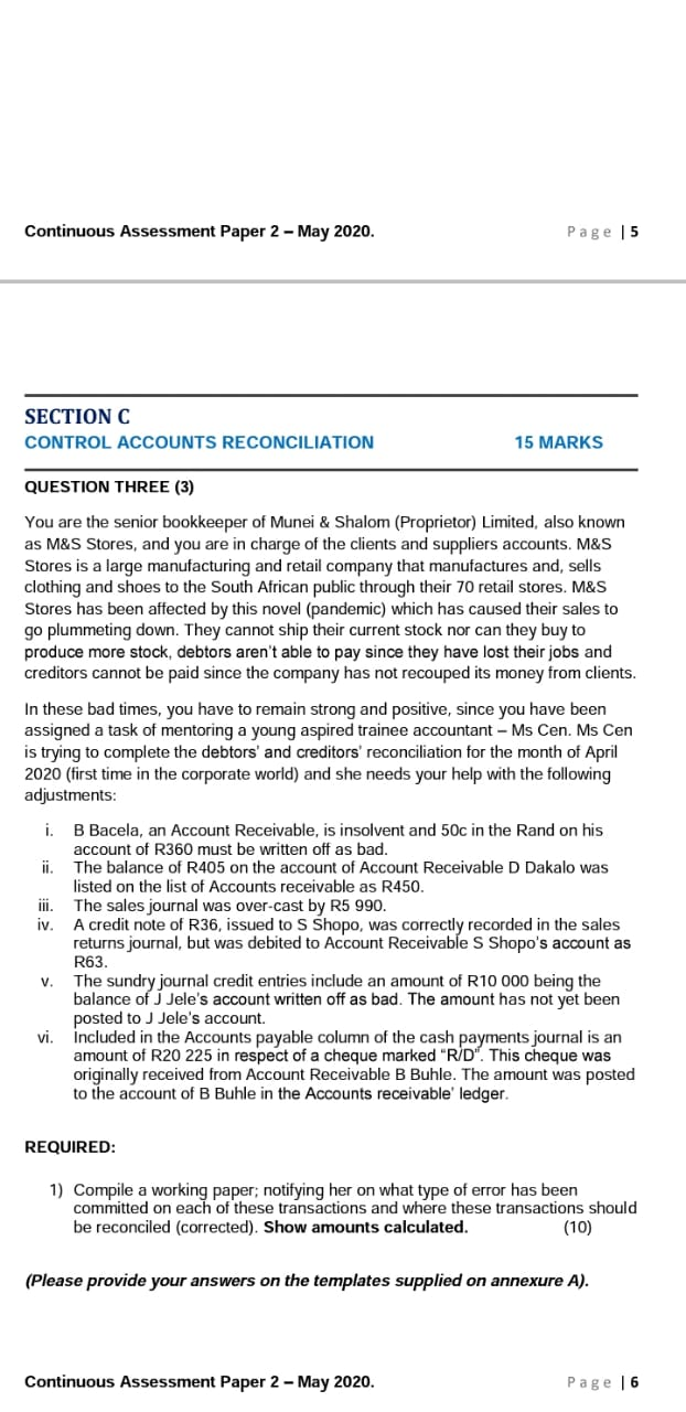 Solved Continuous Assessment Paper 2 - May 2020. Page 5 | Chegg.com