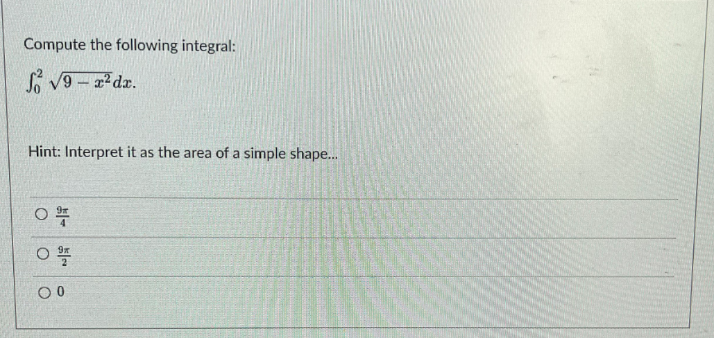 Solved Compute the following integral: \\[ \\int_{0}^{2} | Chegg.com