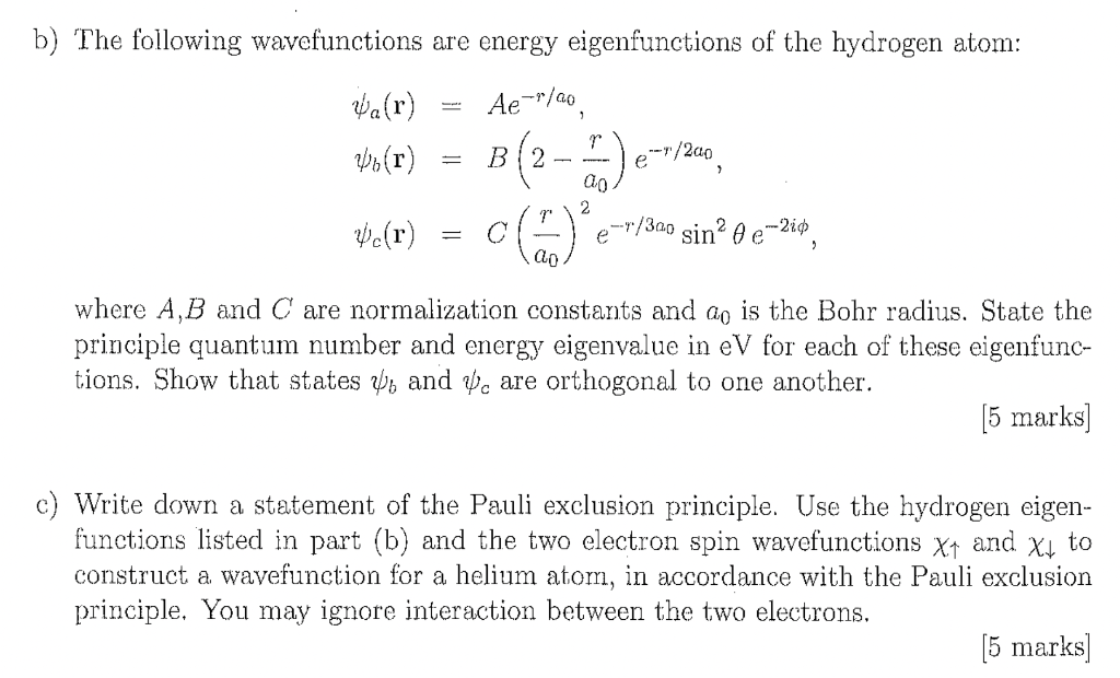 Solved b) The following wavefunctions are energy | Chegg.com