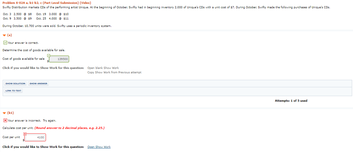 Solved Problem 6-02A a, b1-62, с (Part Level Submission) | Chegg.com