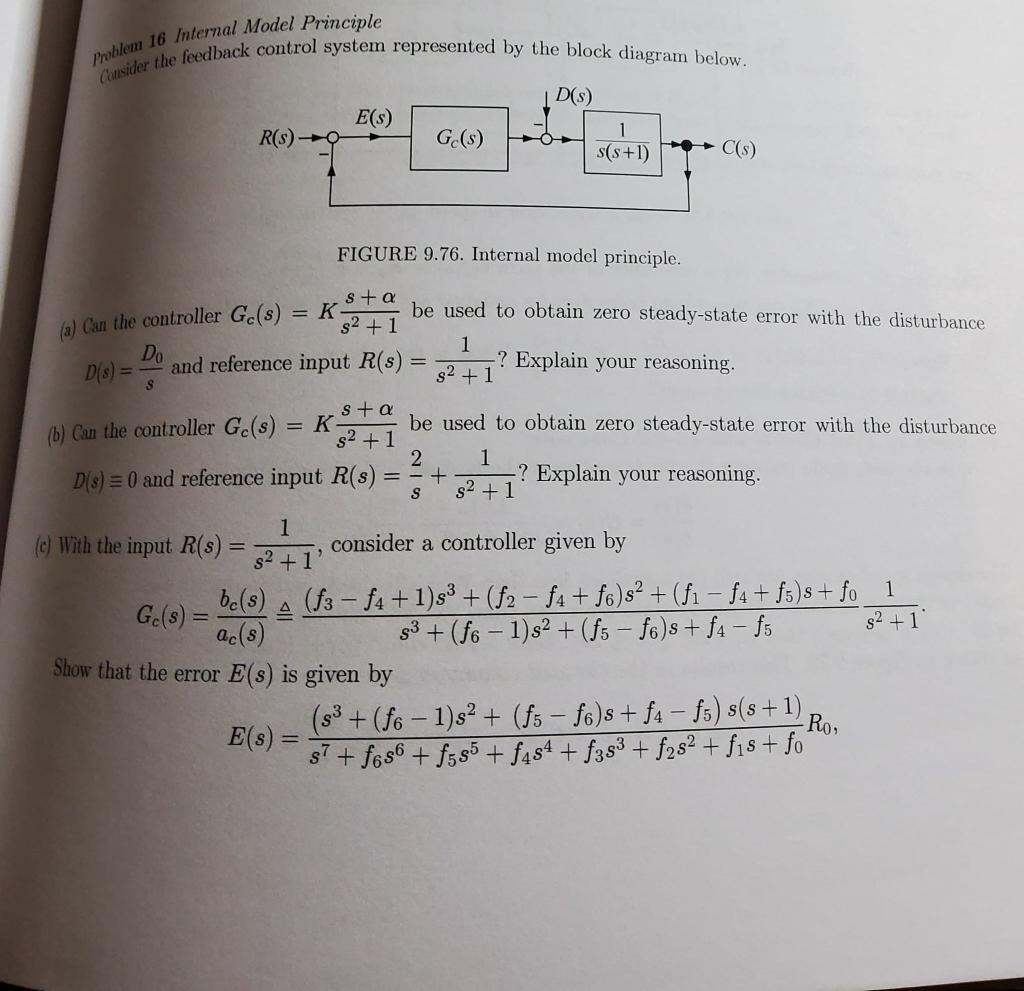 Problem 16 Internal Model Principle Consider the | Chegg.com