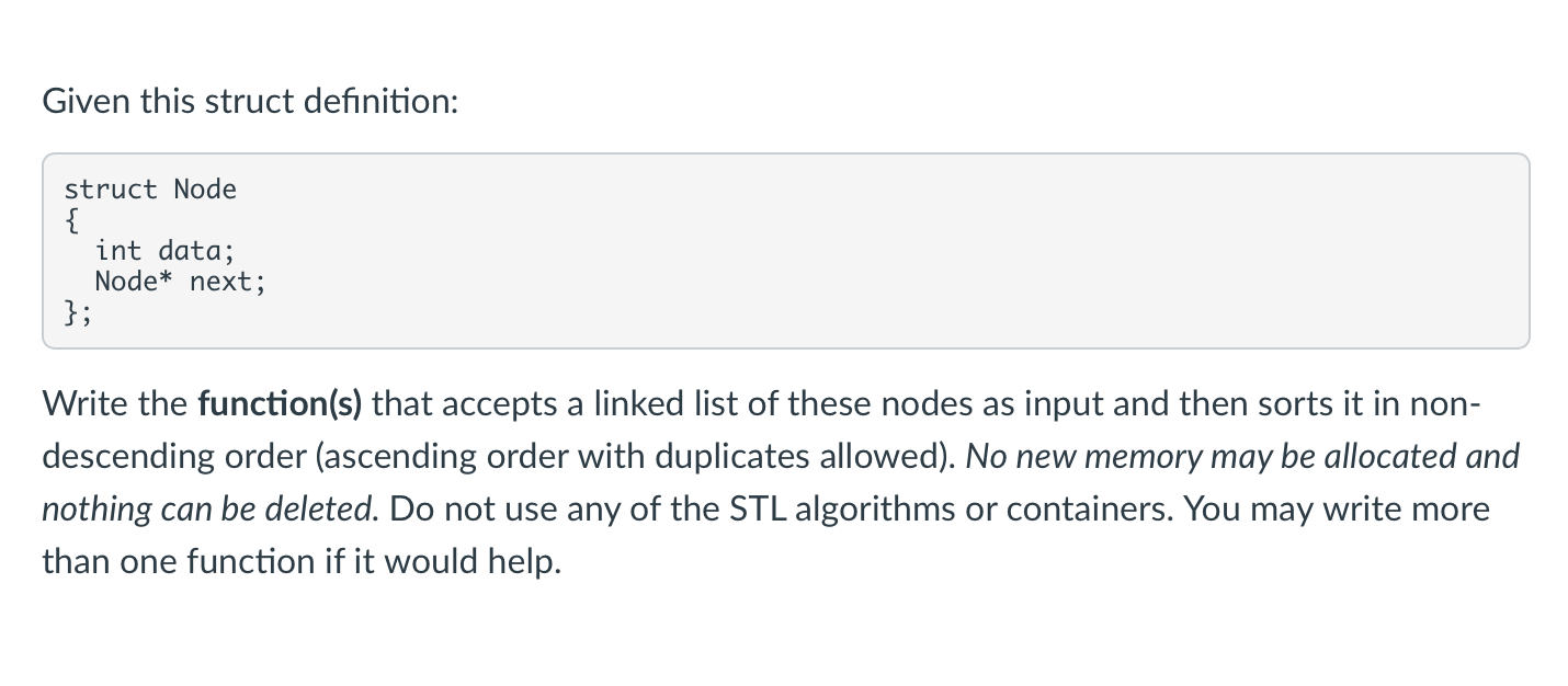 Solved Given This Struct Definition Struct Node { Int Data