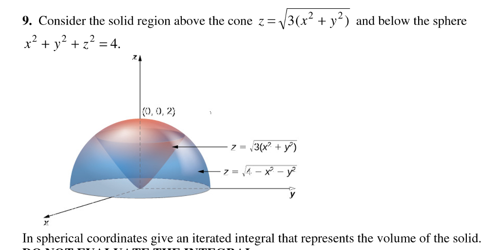 Solved 9. Consider the solid region above the cone z13(r2 + | Chegg.com