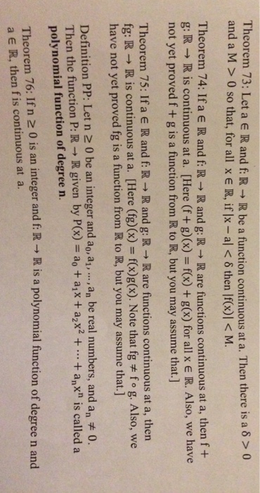 Solved Theorem 73: Let a E R and f. IR - IR be a function | Chegg.com