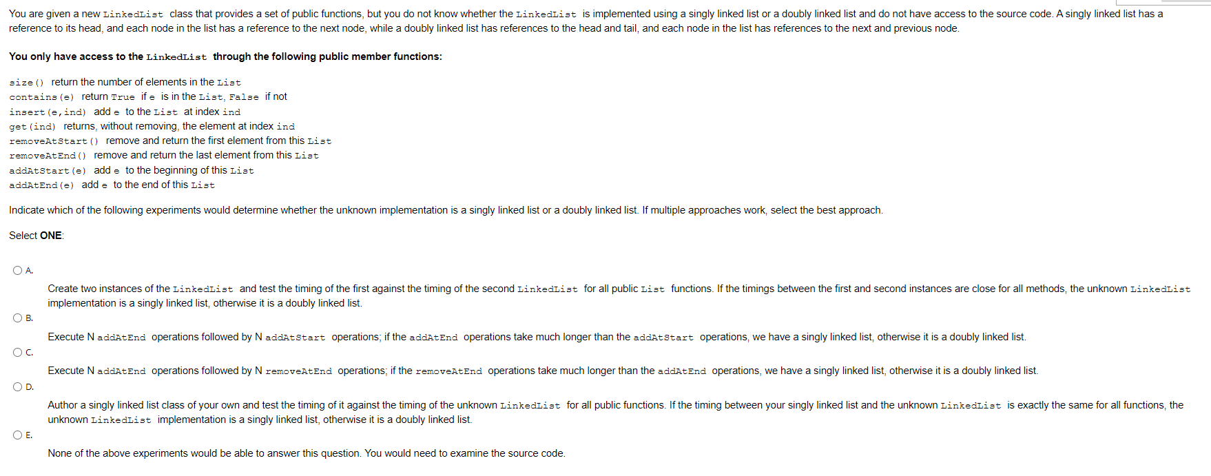 Solved You only have access to the LinkedList through the | Chegg.com