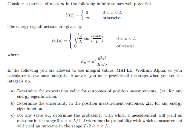 Solved Consider a particle of mass m in the following | Chegg.com