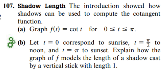 Solved 107. Shadow Length The introduction showed how | Chegg.com