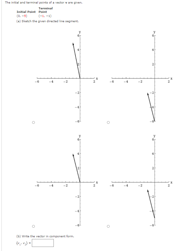 Solved The initial and terminal points of a vector v are | Chegg.com