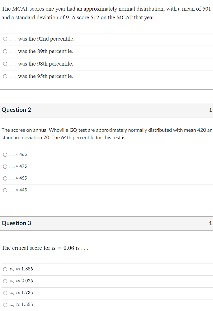 Solved The MCAT scores one year had an approximately normal | Chegg.com