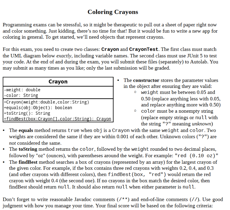 Solved Coloring Crayons Programming exams can be stressful, | Chegg.com