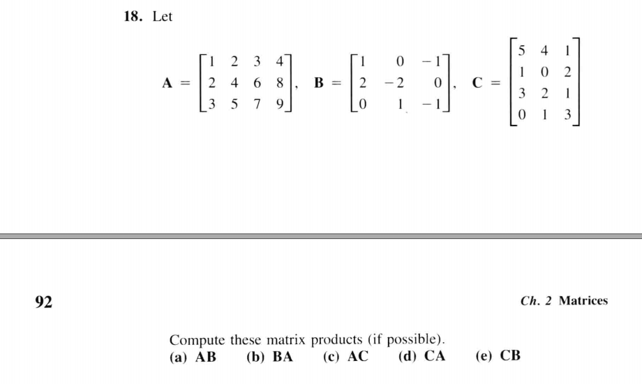 Solved 18. Let 0 3579 01-1 92 Ch. 2 Matrices Compute these | Chegg.com