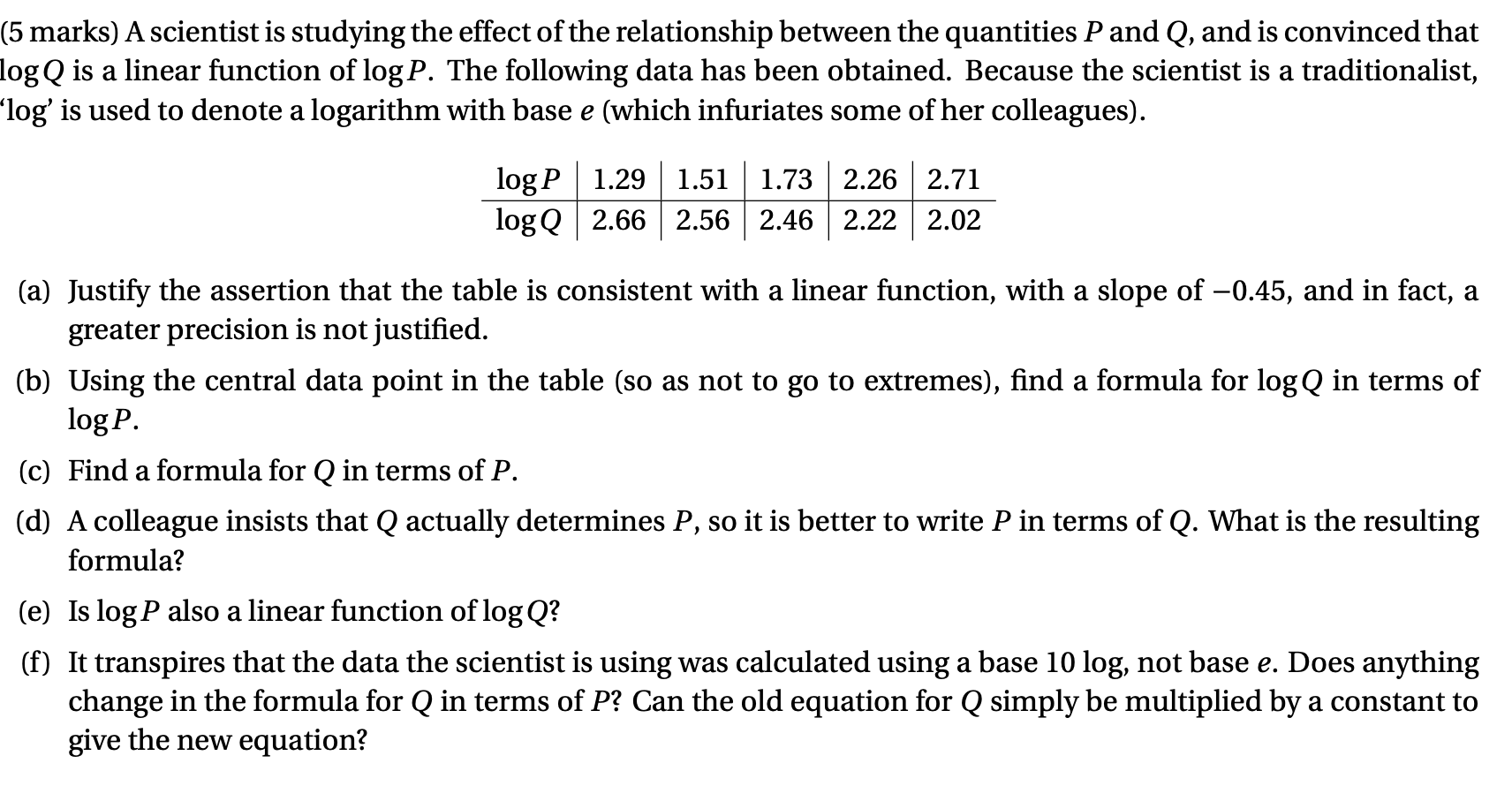 Solved 5 marks) A scientist is studying the effect of the | Chegg.com