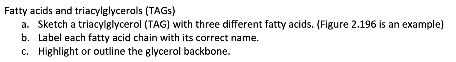 Fatty acids and triacylglycerols (TAGs) a. Sketch a | Chegg.com