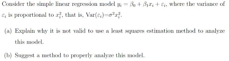 Solved Consider the simple linear regression model | Chegg.com