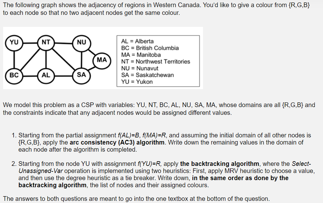 The following graph shows the adjacency of regions in | Chegg.com