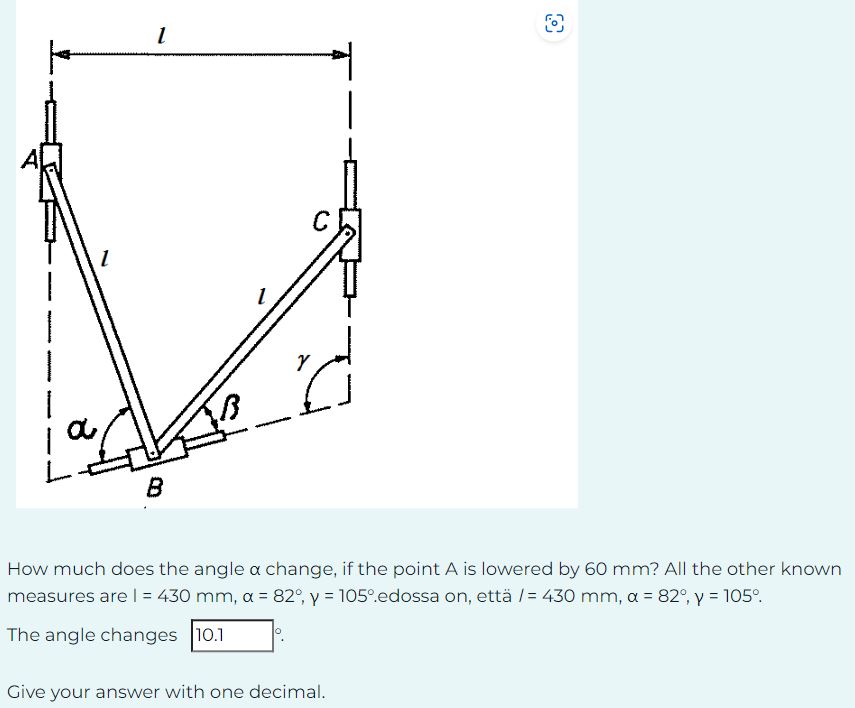 Solved How much does the angle α change, if the point A is | Chegg.com