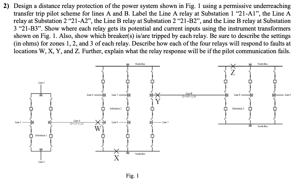 Solved 2) Design a distance relay protection of the power | Chegg.com