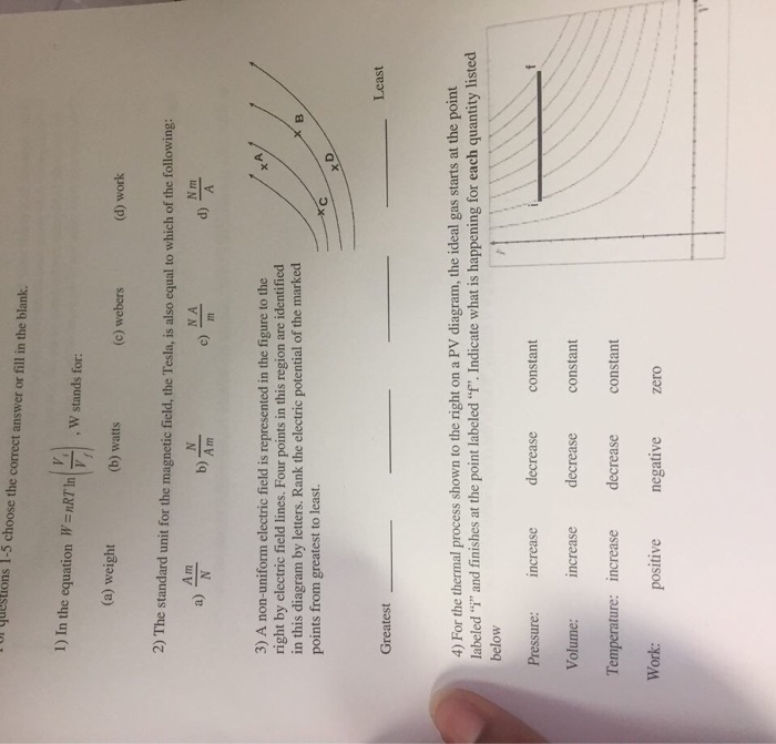 Solved In the equation W = nRT ln(V_i/V_f), W stands for: | Chegg.com