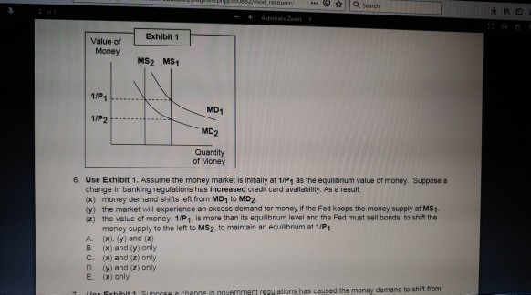 Solved od resource Search Exhibit 1 Value of Money MS2 MS1 | Chegg.com