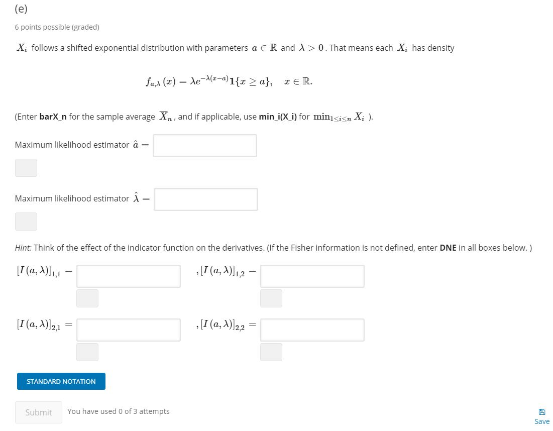 Solved 2. Recap: Maximum Likelihood Estimators and Fisher | Chegg.com