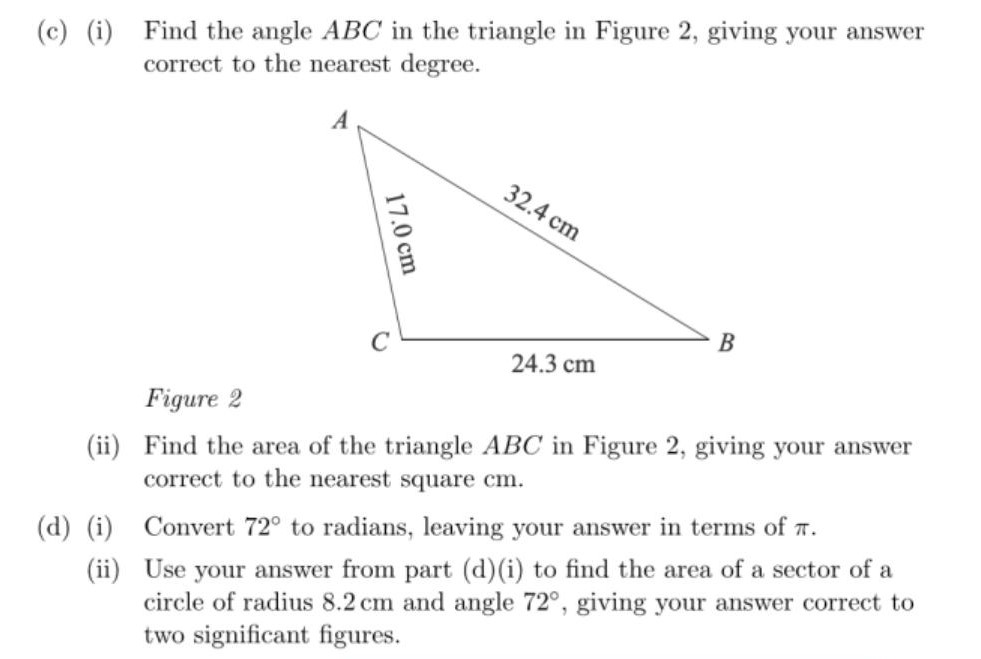 Solved Find the angle ABC in the triangle in Figure 2, | Chegg.com