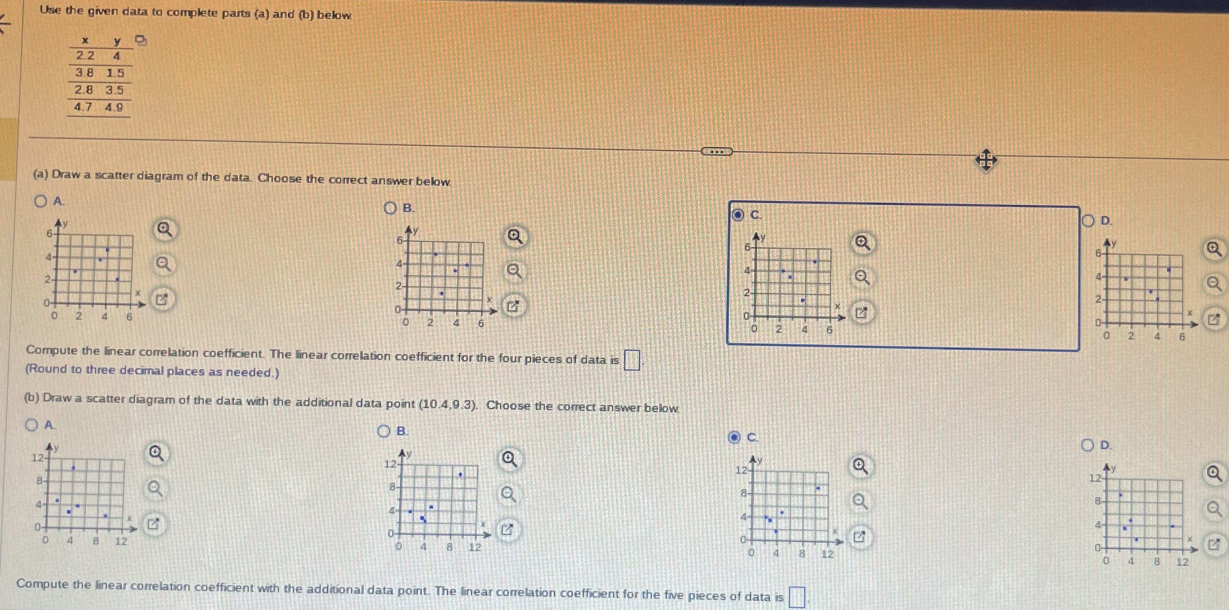 Solved Use the given data to complete parts (a) and (b) | Chegg.com