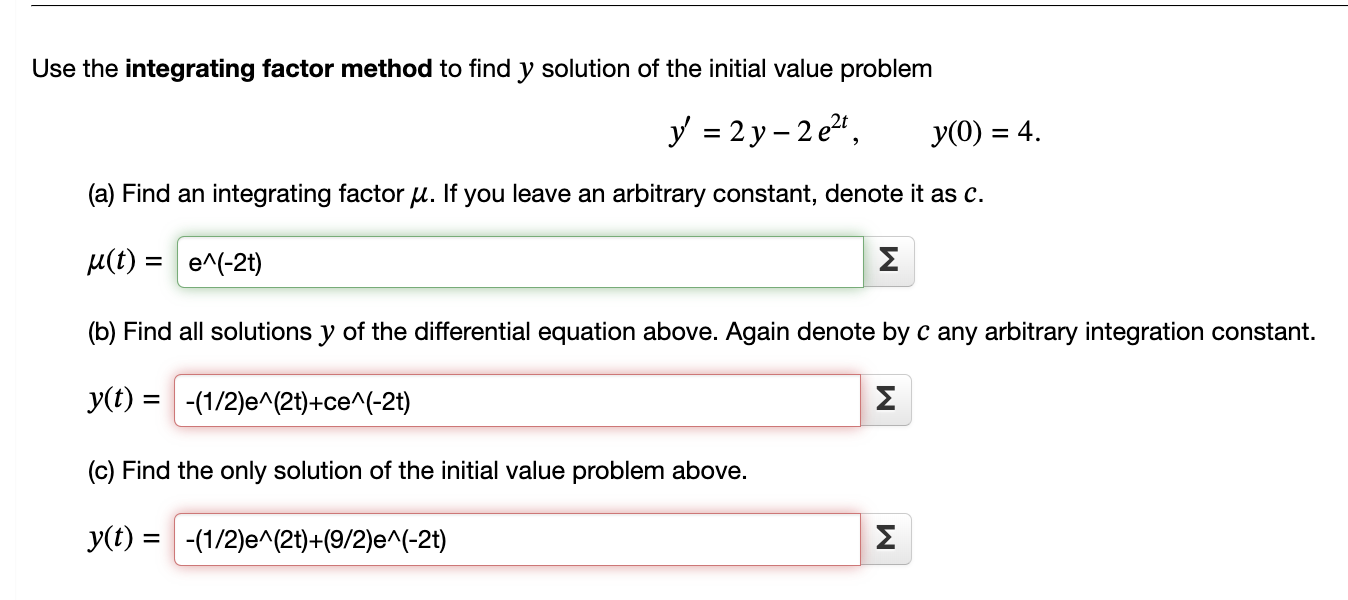 Solved Jse the integrating factor method to find y solution | Chegg.com