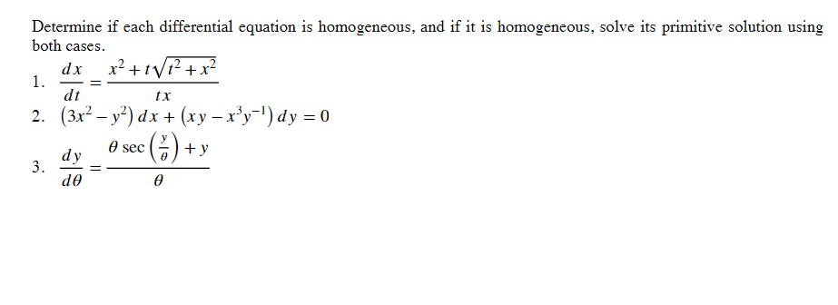 Solved Determine if each differential equation is | Chegg.com