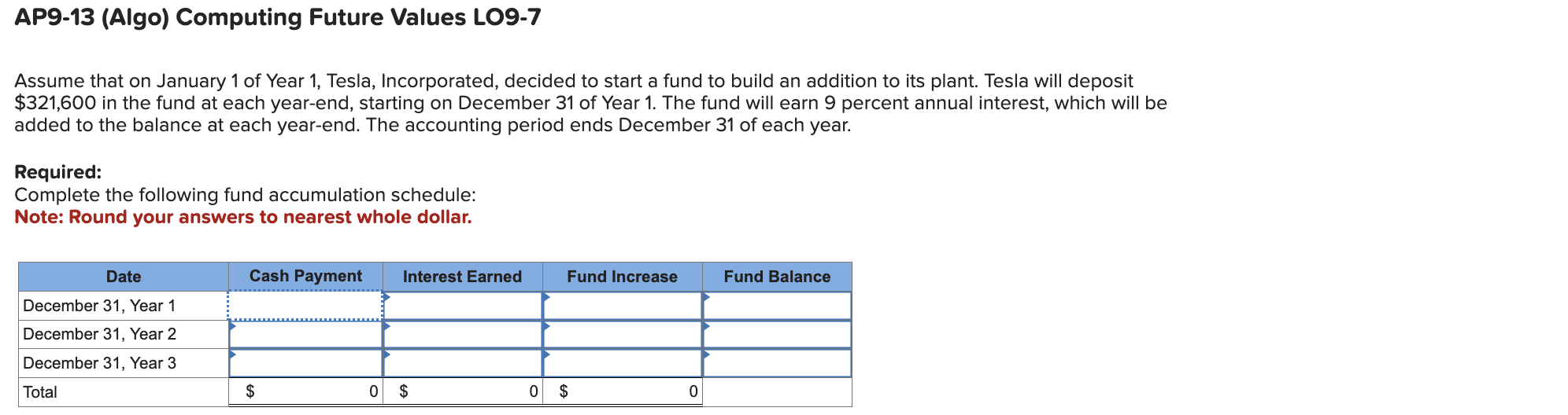 Solved AP9-13 (Algo) Computing Future Values LO9-7 Assume | Chegg.com
