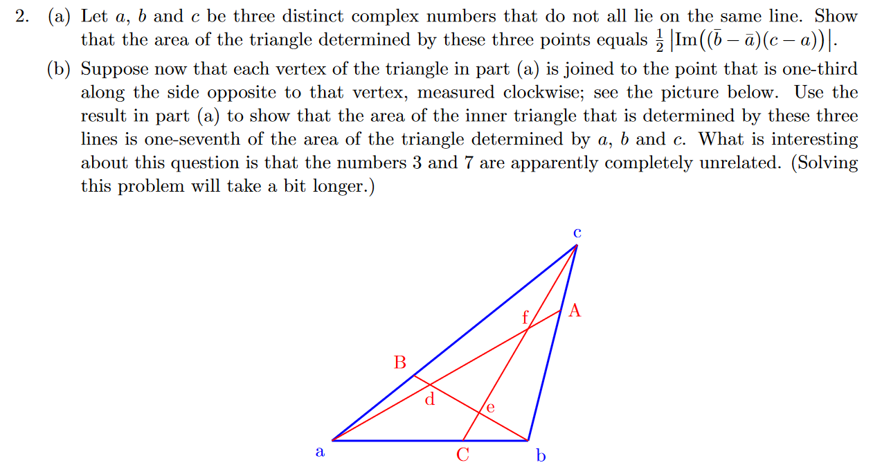Solved (a) ﻿Let a,b ﻿and c ﻿be three distinct complex | Chegg.com