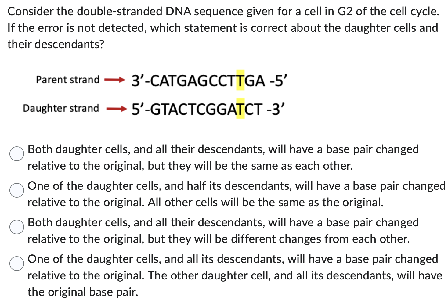 Solved Consider the double-stranded DNA sequence given for a | Chegg.com