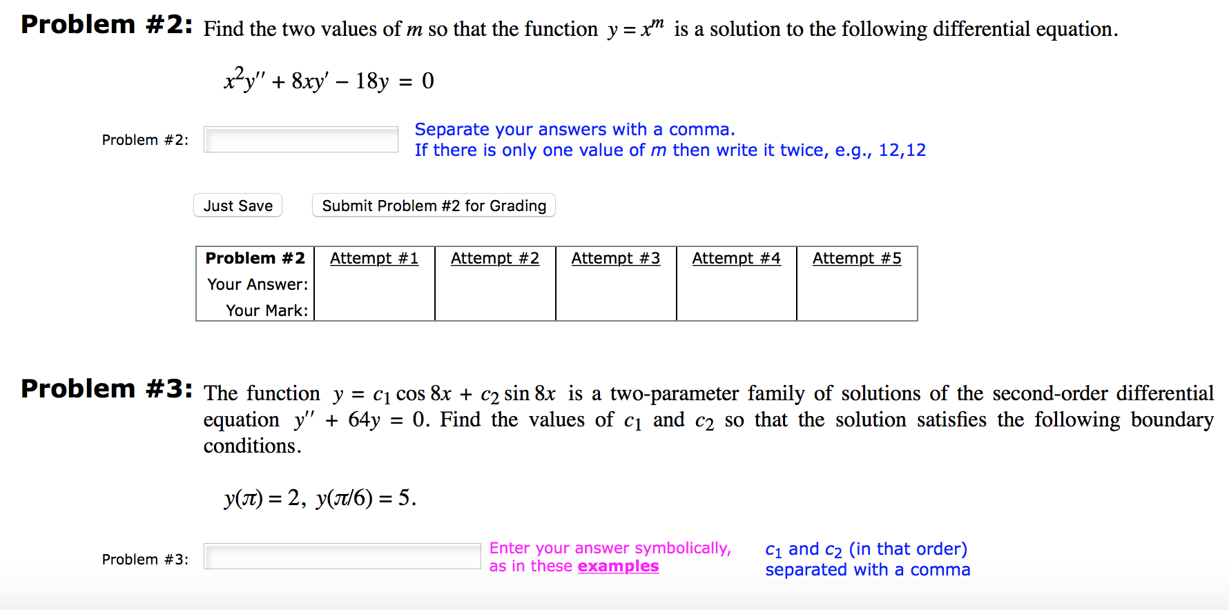 Solved Problem #2: Find the two values of m so that the | Chegg.com