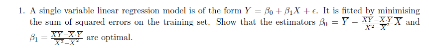 Solved 1. A single variable linear regression model is of | Chegg.com