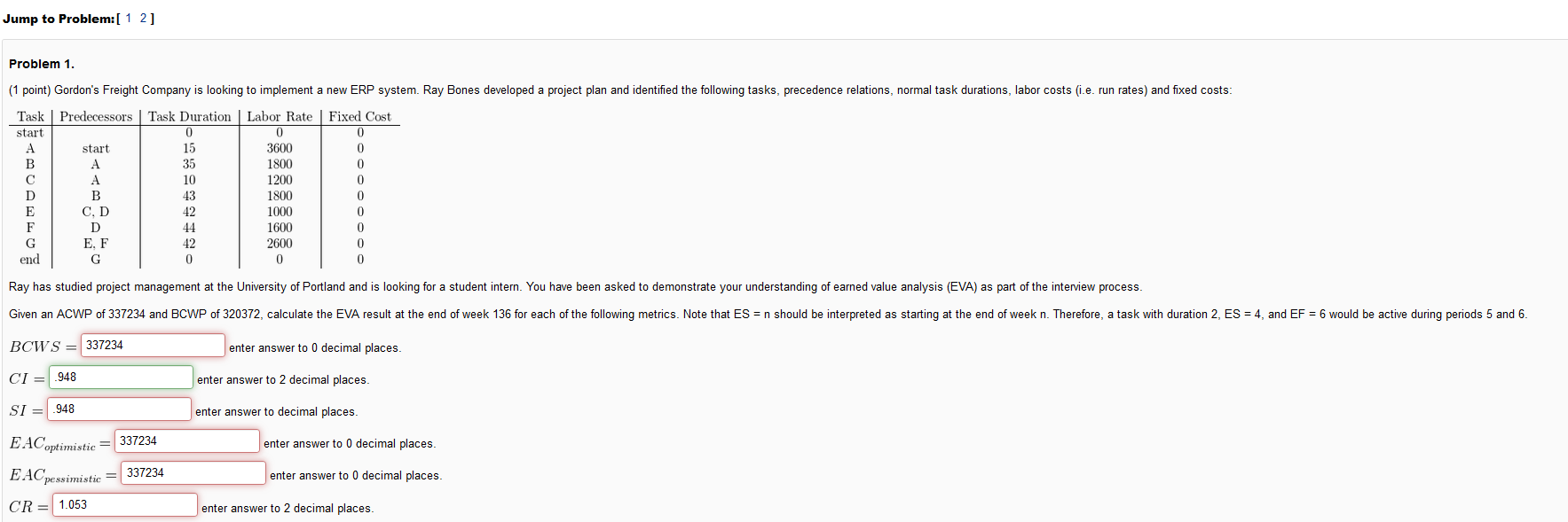Solved 3CWS= enter answer to 0 decimal places. I= enter | Chegg.com