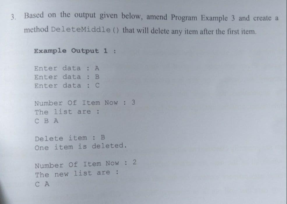 Solved 3. Based on the output given below, amend Program | Chegg.com