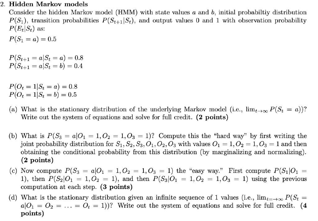 2. Hidden Markov models Consider the hidden Markov | Chegg.com