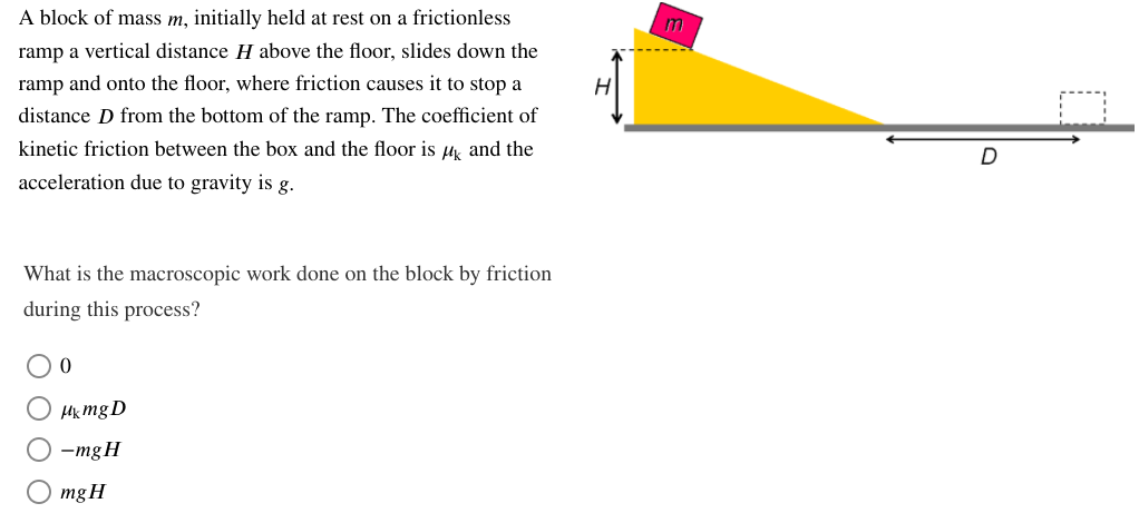 Solved H A block of mass m, initially held at rest on a | Chegg.com