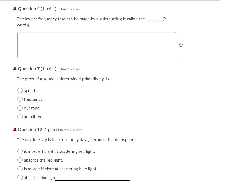 Solved A Question 4 (1 point) Retake question (2 The lowest | Chegg.com