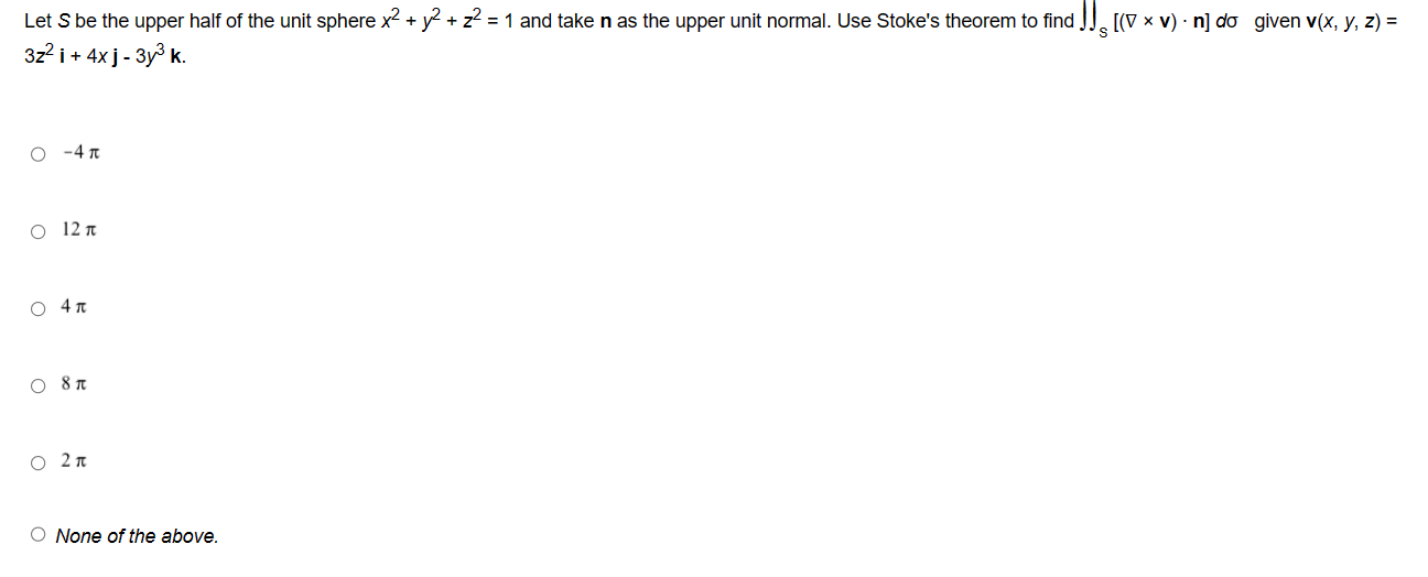 Solved Let S be the upper half of the unit sphere x2+y2+z2=1 | Chegg.com