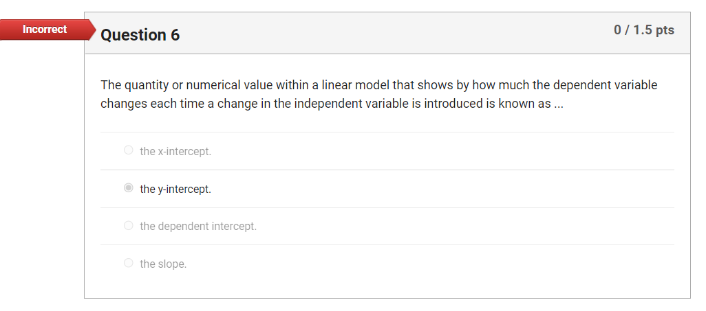 Solved The quantity or numerical value within a linear model | Chegg.com