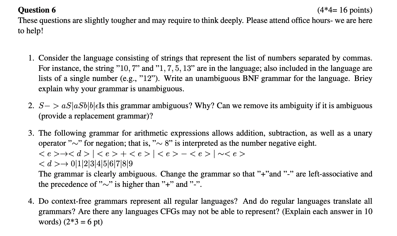 Solved Question 6 ( 4∗4=16 points) These questions are | Chegg.com Solved Question 6 ( 4∗4=16 points) These questions are | Chegg.com