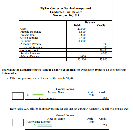Solved Journalize the adjusting entries (include a short | Chegg.com