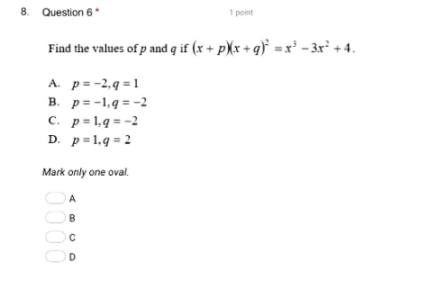 Solved Find the values of \( p \) and \( q \) if \( | Chegg.com