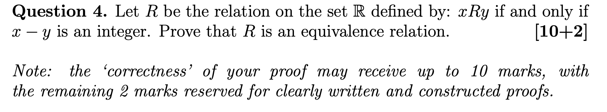 Solved Question 4. Let R be the relation on the set R | Chegg.com